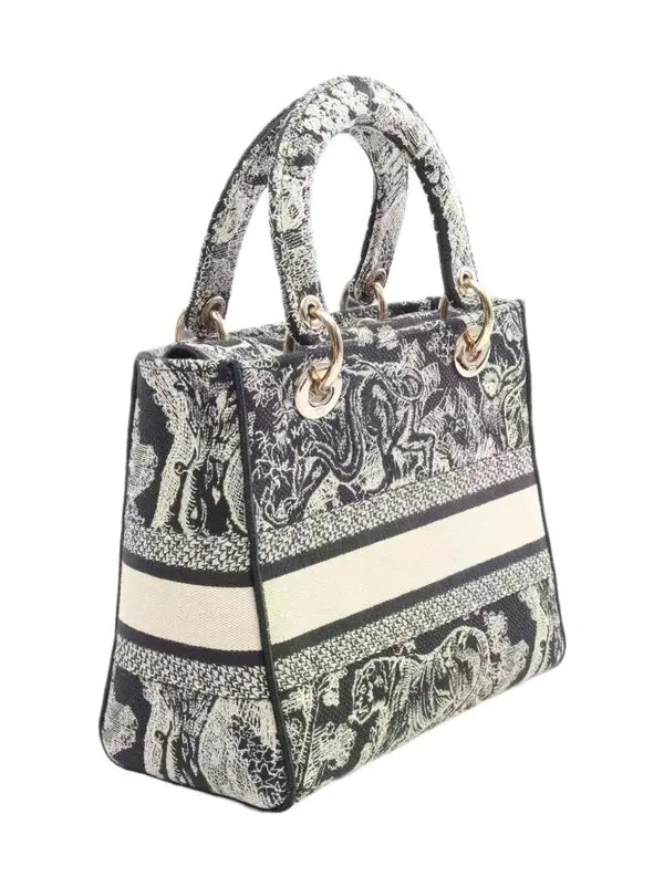 Dior 2010s Medium Lady D-lite Toile De Jouy Tote Bag - Blue
