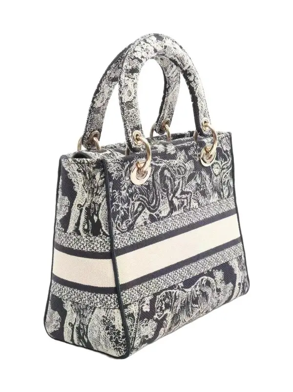 Dior 2010s Medium Lady D-lite Toile De Jouy Tote Bag - Blue