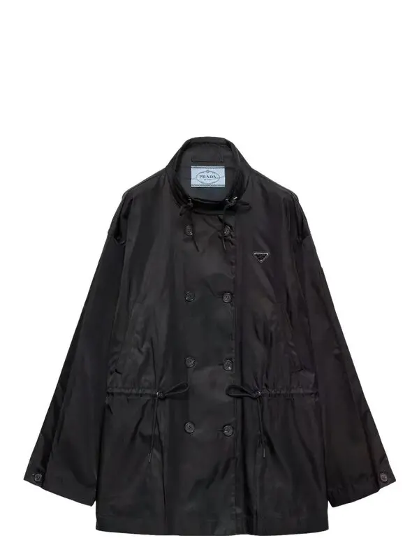 Prada Re-nylon Double-breasted Rain Jacket - Black