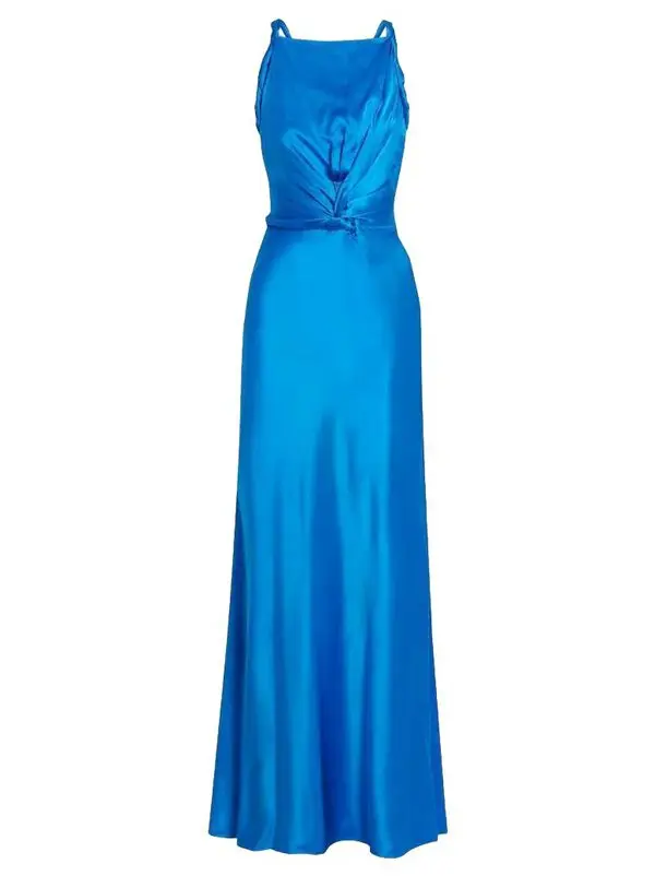 ROKSANDA Likai Twisted Satin Maxi Dress - Blue