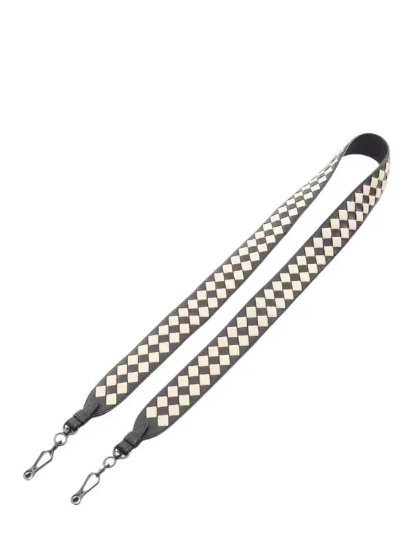 Bottega Veneta Intrecciato Checker Shoulder Strap - Black