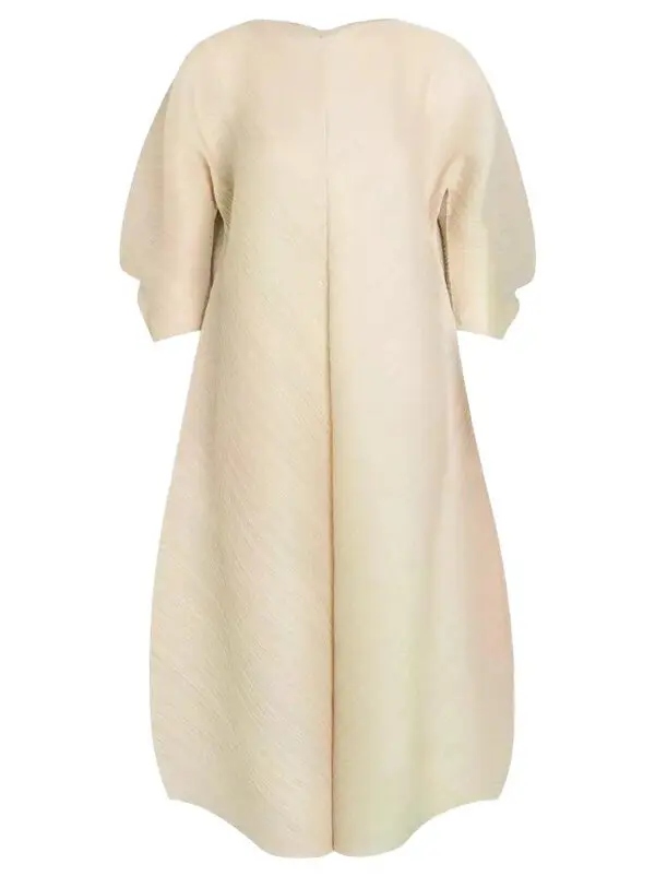 Issey Miyake Pleated Cocoon Midi Dress - Neutrals