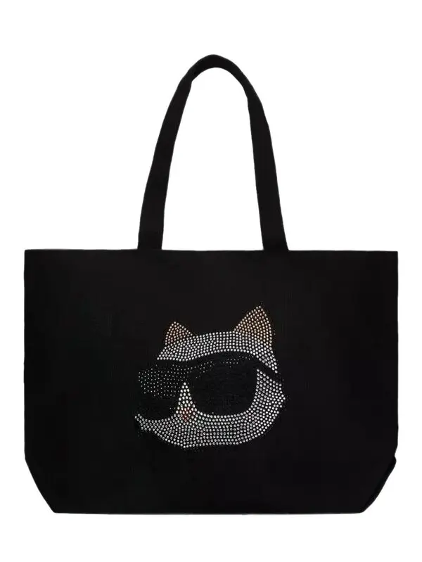 Karl Lagerfeld Ikon Choupette Rhinestone Shopper Bag - Black