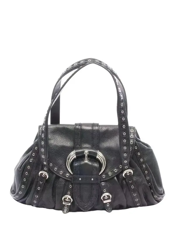 Dior Eyelet Lizard-embossed Leather Shoulder Bag - Black