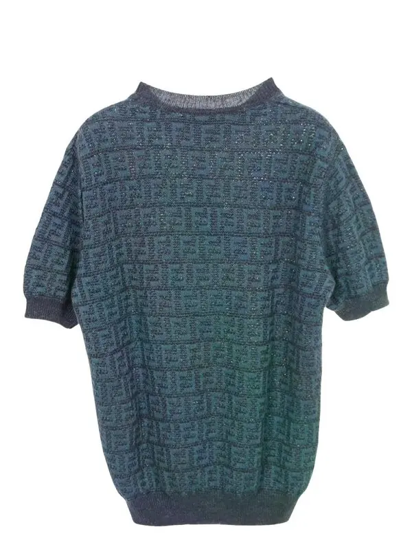 Fendi 2010s Zucca Knit T-shirt - Blue