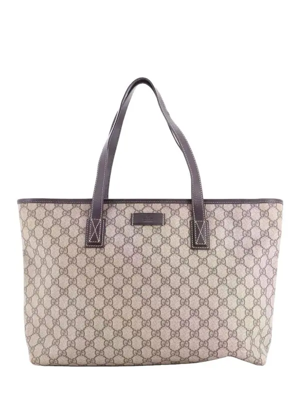 Gucci Gg Coated Canvas With Leather Medium Tote Bag - Brown