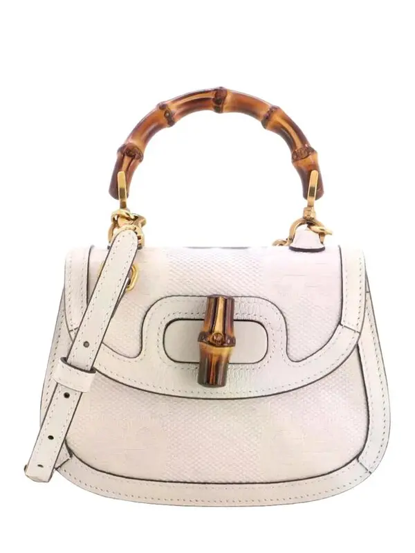 Gucci Bamboo 1947 Jumbo Gg Canvas Mini Crossbody Bag - White