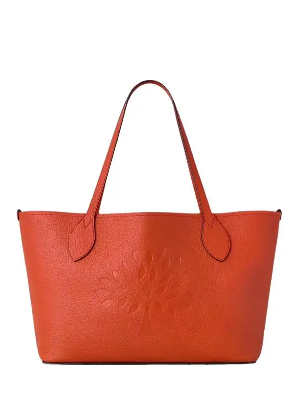 Mulberry Tree Grain Leather Large Tote Bag - Orange