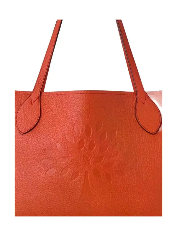 Mulberry Tree Grain Leather Large Tote Bag - Orange