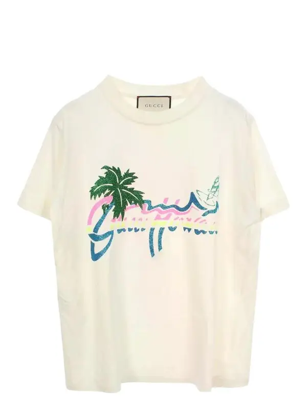 Gucci Hawaii Logo T-shirt - Neutrals
