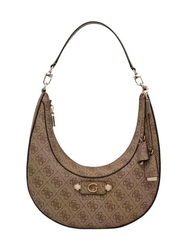 Guess Monogram Curved Tote Bag - Brown