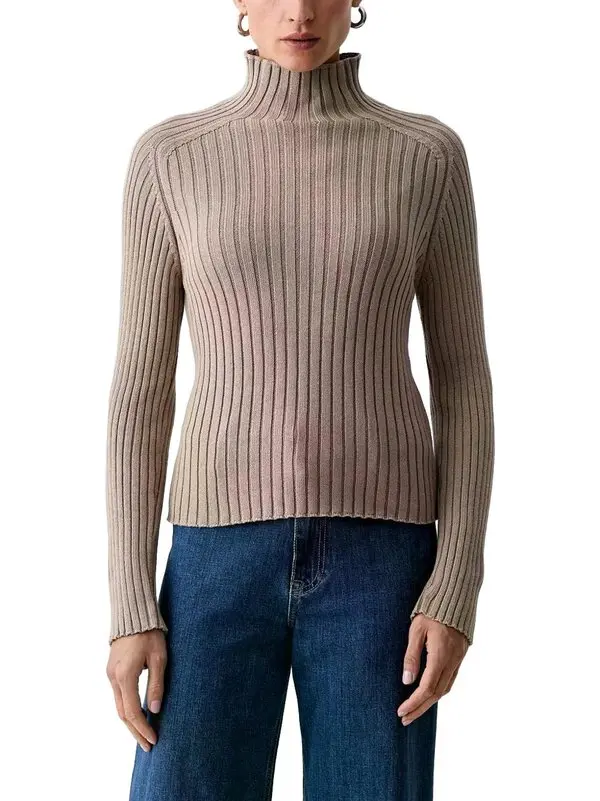 Marc O'polo Ribbed Knit High-neck Sweater - Brown