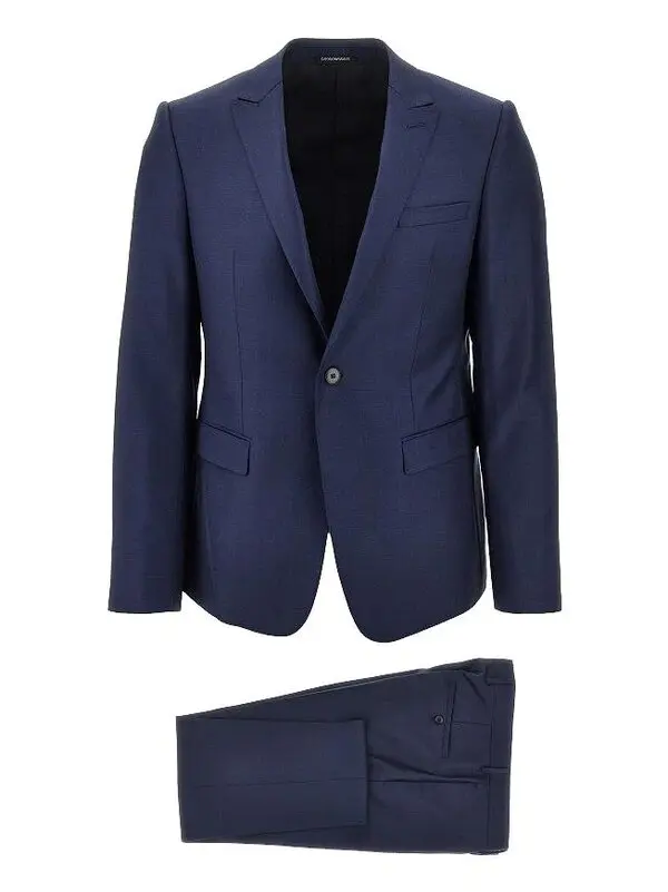 Emporio Armani Light Wool David Line Suit - Blue