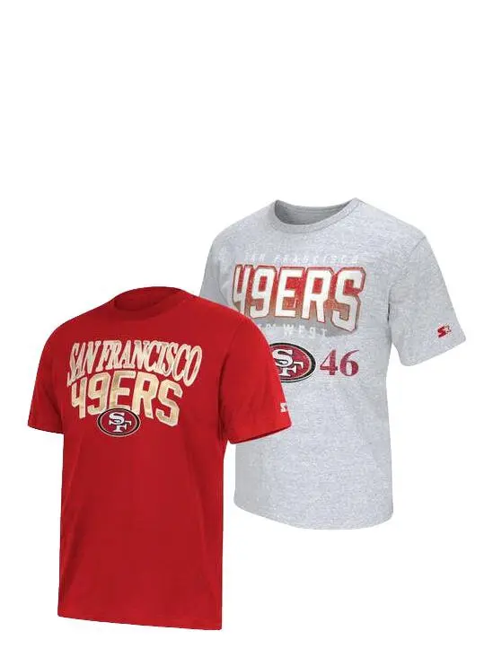 STARTER Gray San Francisco 49ers Two-pack Logo T-shirt Set - Scarlet