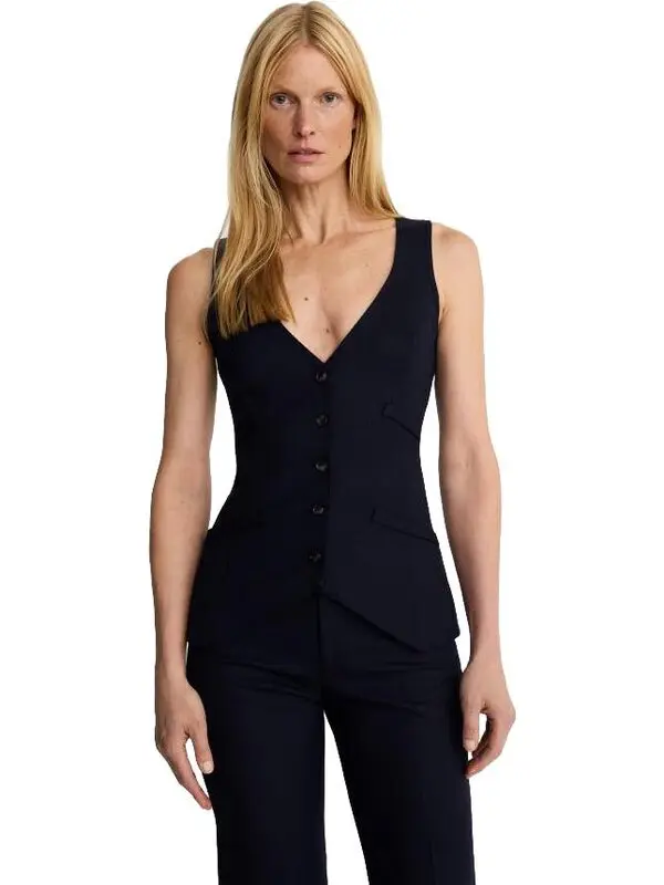 Smythe Single-breasted Stretch Waistcoat - Deep Navy