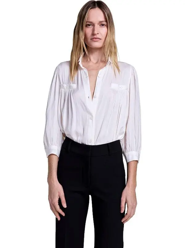 Smythe Shirred Pocket Blouse - Ivory