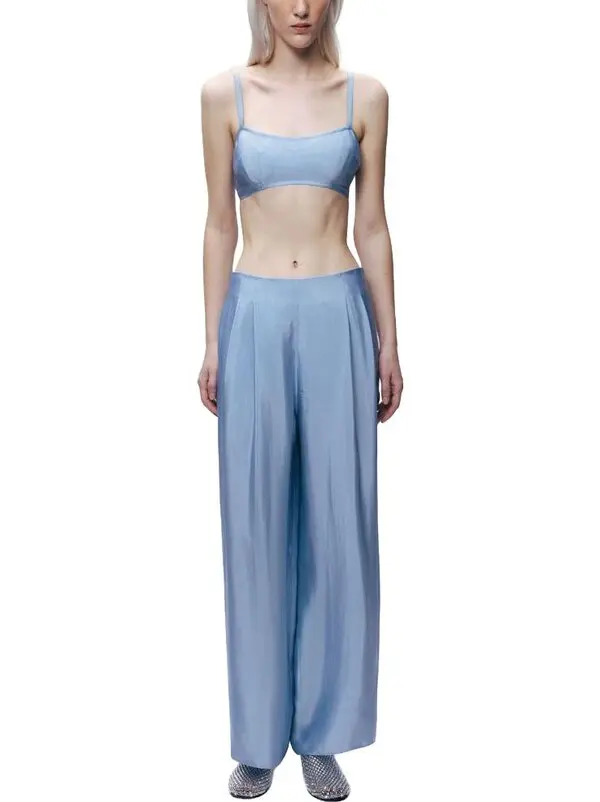 NOCTURNE Wide Leg Pleat Front Trousers - Blue