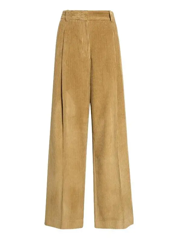 RÓHE Pleated Corduroy Trousers - Beige