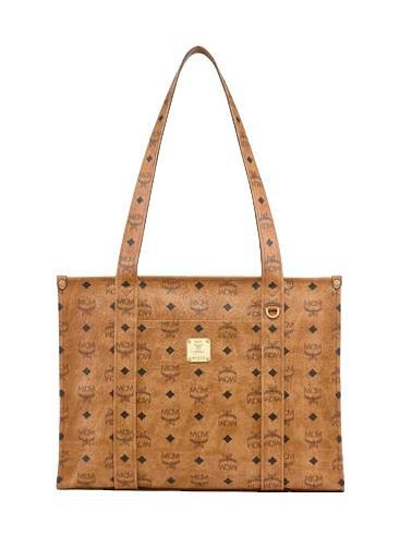 Mcm Large Visetos Monogram Tote Bag - Cognac
