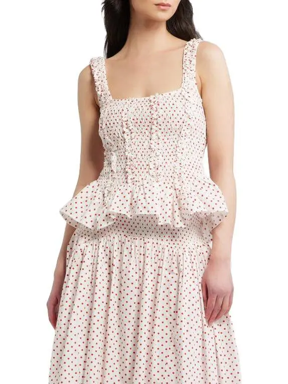 DAMSON MADDER Raphí Smocked Peplum Cami - White