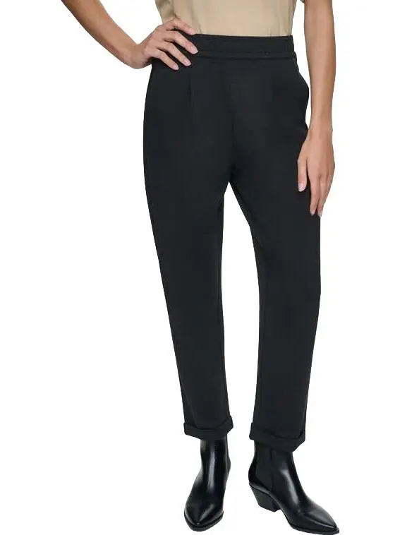 Dkny Pleated Cuffed Ponte Pants - Black