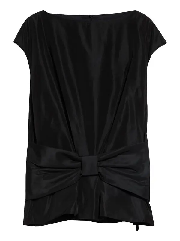 Simone Rocha Boxy Satin Top With Oversized Bow Detail - Black