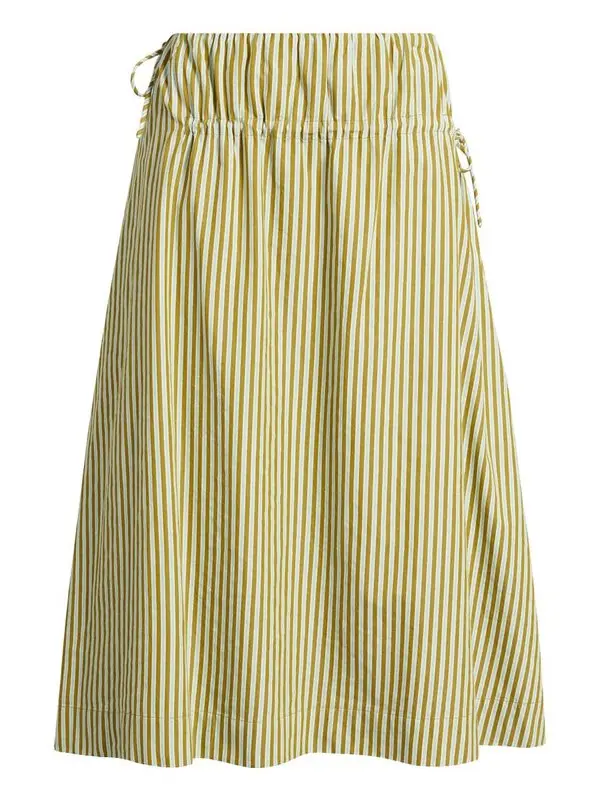 DAMSON MADDER Striped Volume Midi Skirt - Basil