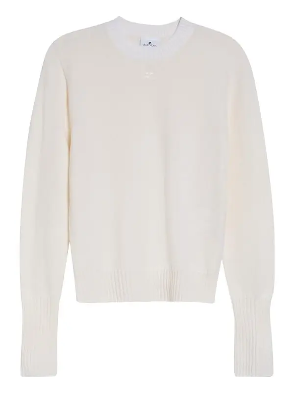 COURREGES Fitted Merino Lambswool Sweater With Embroidered Logo - Pillow