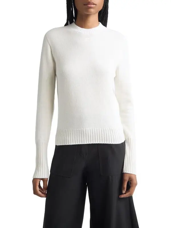 COURREGES Fitted Merino Lambswool Sweater With Embroidered Logo - Pillow