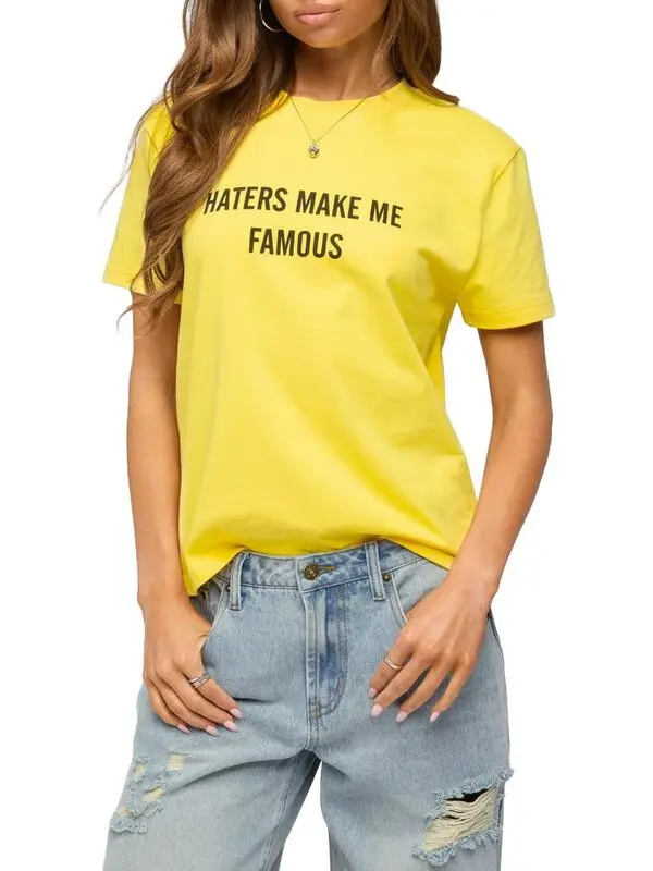 EDIKTED Graphic Cotton T-shirt - Yellow