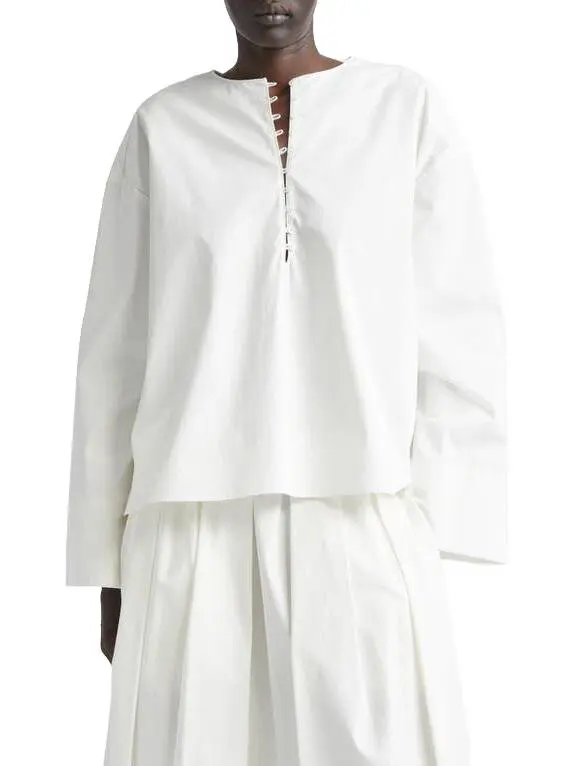 KALLMEYER Marguerite Starched Cotton Poplin Top - Ivory