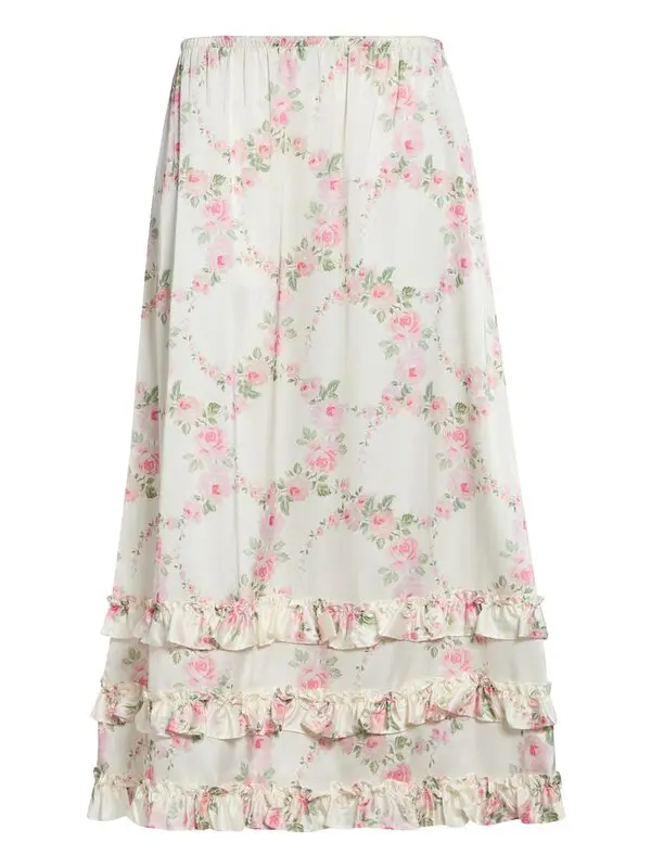 Simone Rocha Floral Ruffle Hem Skirt - Cream