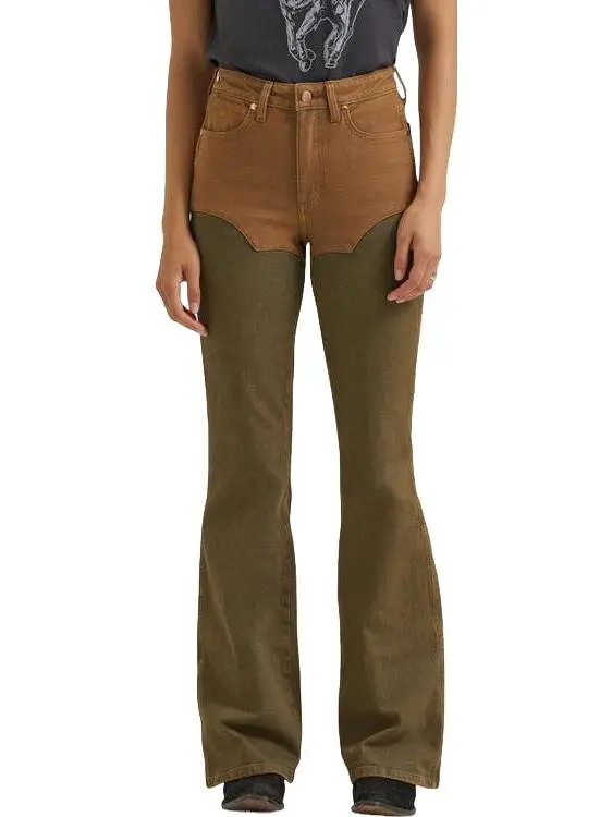 Wrangler Western Chaps Flare Jeans - Brown