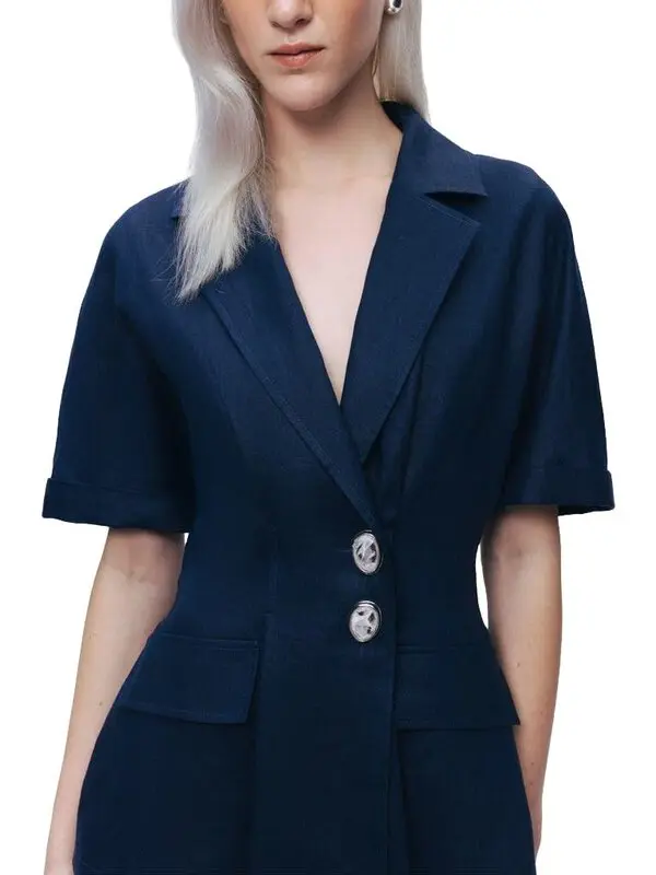 NOCTURNE Short Sleeve Blazer - Navy