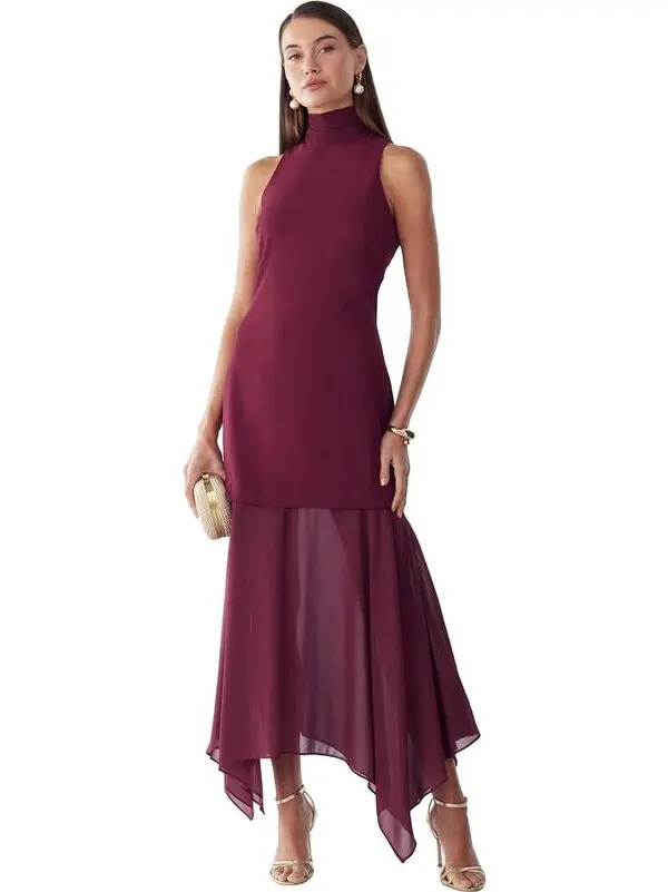 ST MRLO Oro Midi Dress - Wine