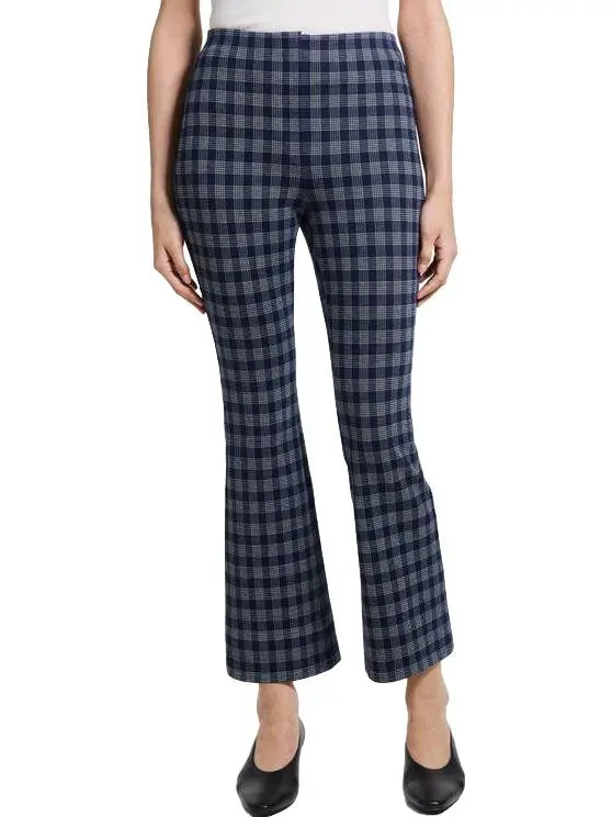 Theory Kick Flare Pants In Plaid - Navy Multi