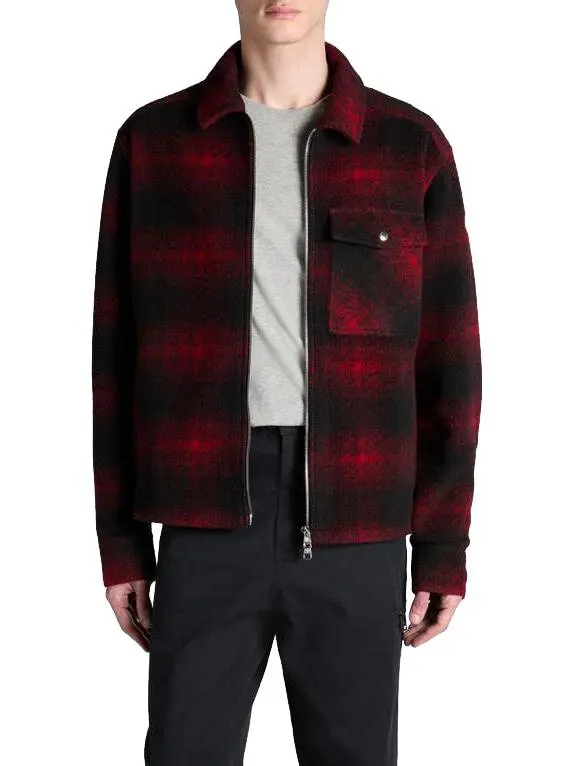 Moncler Check Zip-up Overshirt - Red/black