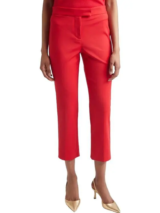 St. John Luxe Twill Crop Pants - Scarlet