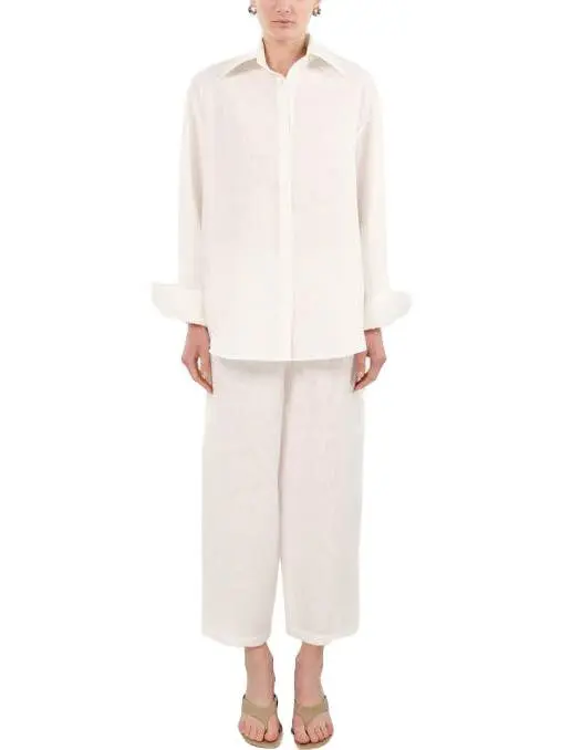 NOCTURNE Linen Drawstring Trousers - Ivory