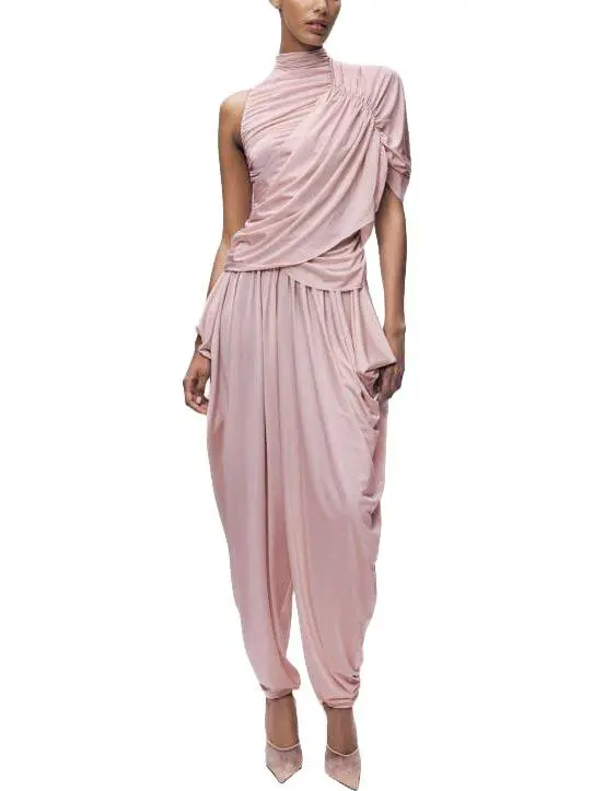 NOCTURNE Asymmetric Draped Blouse - Pink
