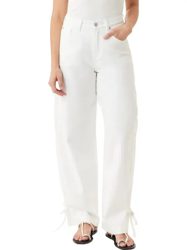 Habitual Drapey Relaxed High Waist Barrel Leg Jeans - White