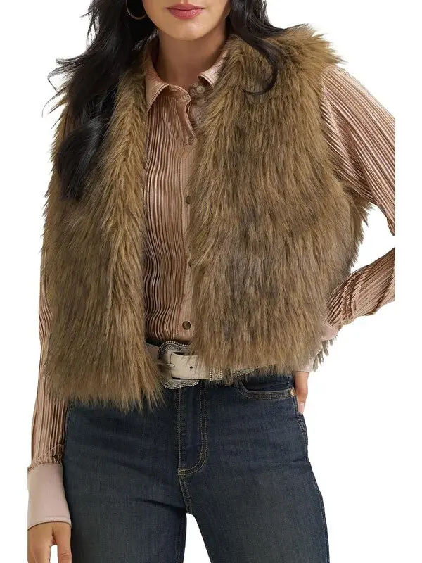 Wrangler Faux Fur Vest - Brown