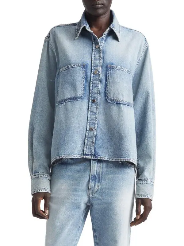 HAIKURE Emma Distressed Denim Shirt Jacket - Pollock