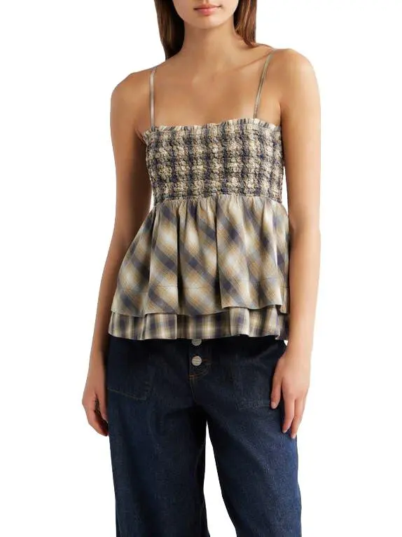 DAMSON MADDER Azalea Smocked Organic Cotton Camisole - Cardamon