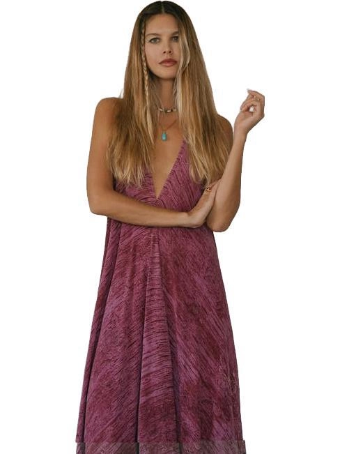 SUN CHILD Classic Silk Dress Jojo - Wine