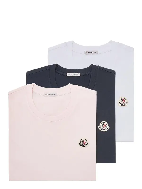 Moncler Logo Patch Cotton T-shirt Set - Multicolor