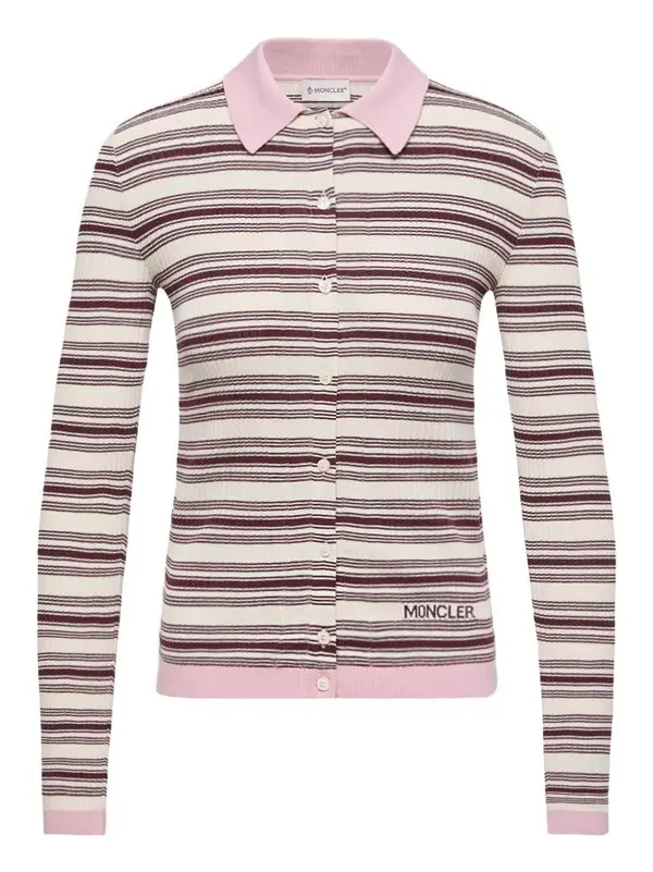 Moncler Striped Cotton Crêpe Knit Polo Shirt - Multicolor