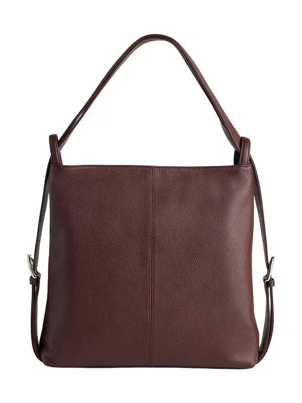 Quince Maeve Convertible Leather Backpack - Deep Plum
