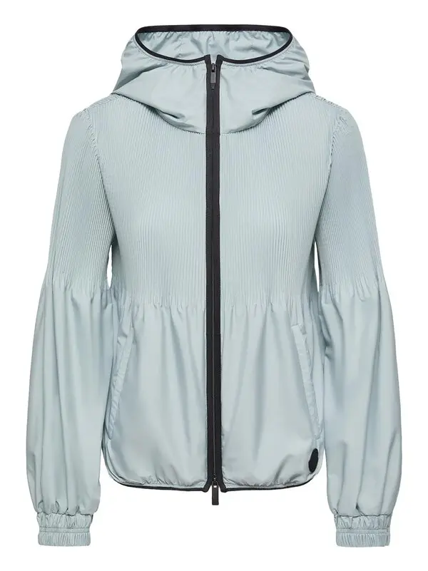 Moncler Anemone Pleated Hooded Zip-up Jacket - Green