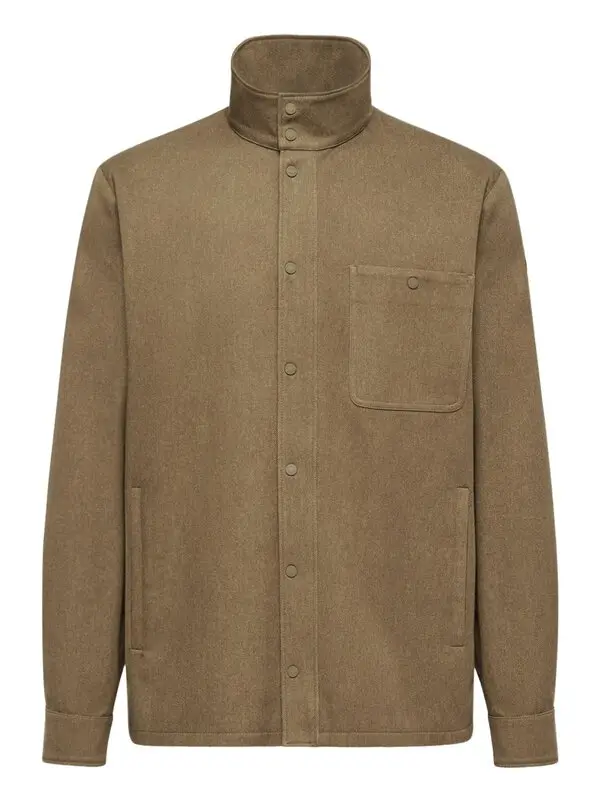Moncler Leather Logo Cotton Jacket - Green